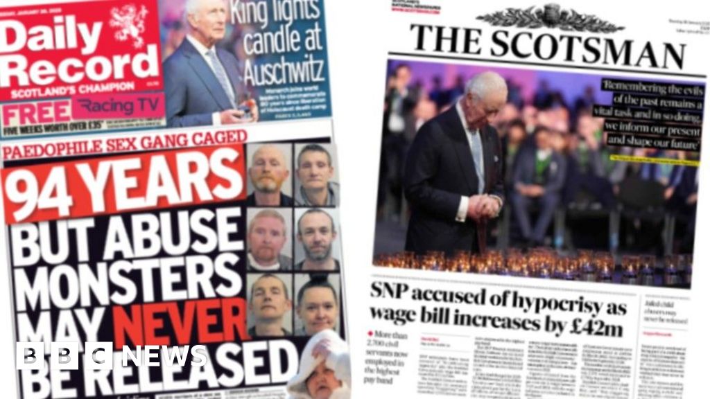 Scotland's papers: Gang sentenced and civil servant wage bill - BBC News