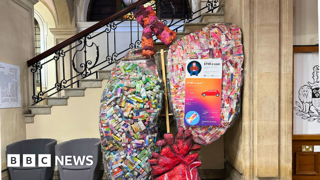 Walsall Council displays sculpture made from seized vape boxes - BBC News