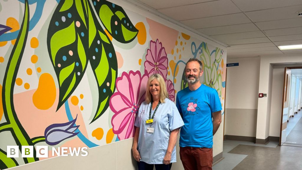 Princess Elizabeth Hospital staff help artist create mural - BBC News