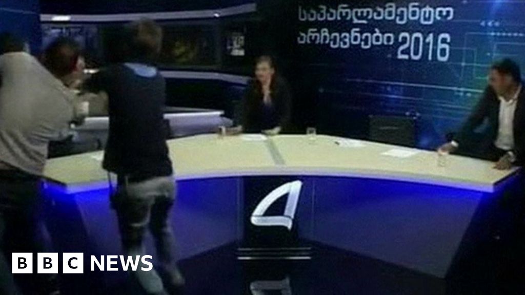 Georgia politicians fight during heated TV debate - BBC News