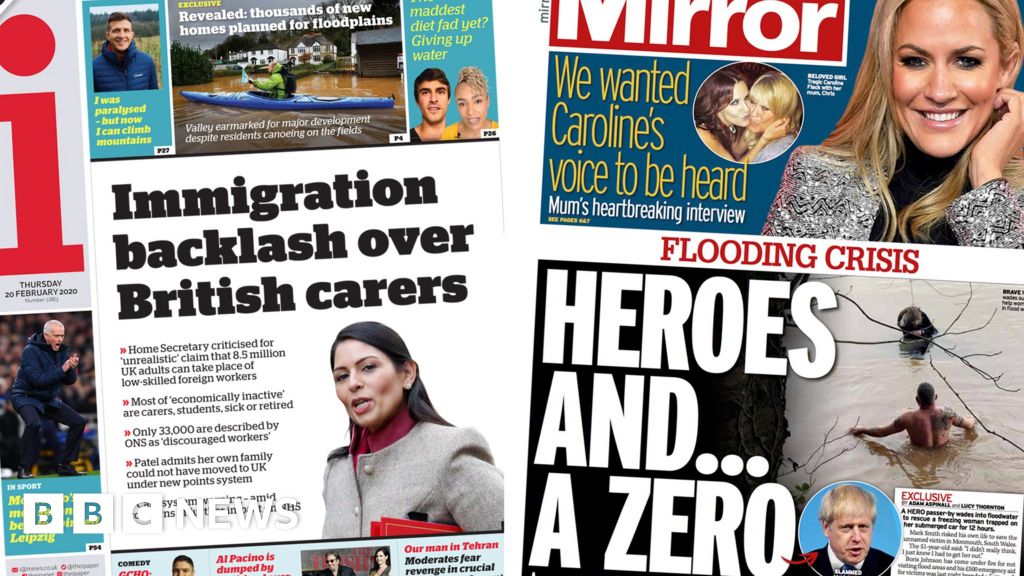 Newspaper headlines: Immigration plan 'backlash' and flooding crisis