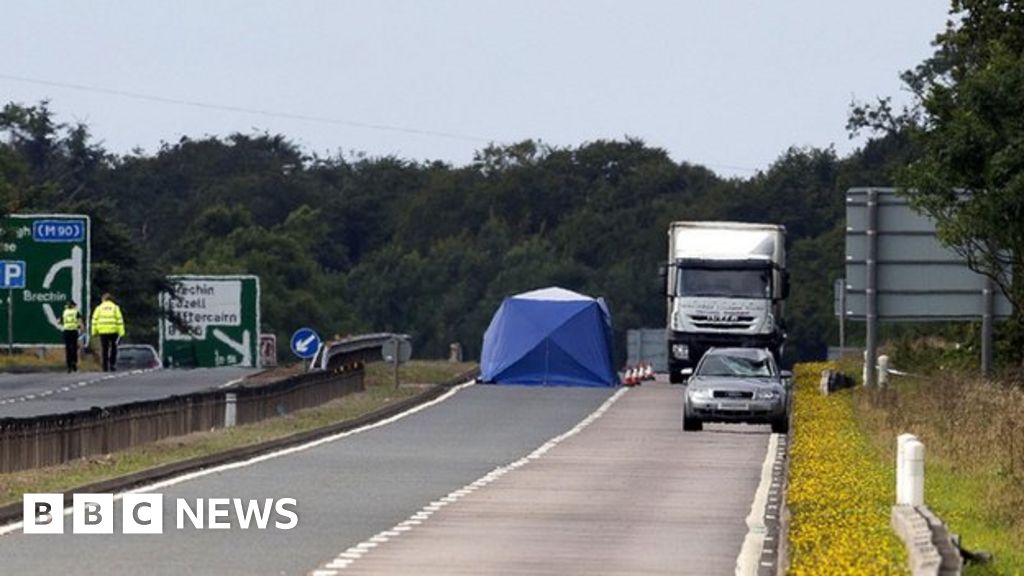 Road reopens after man dies in crash on A90 near Stracathro - BBC News