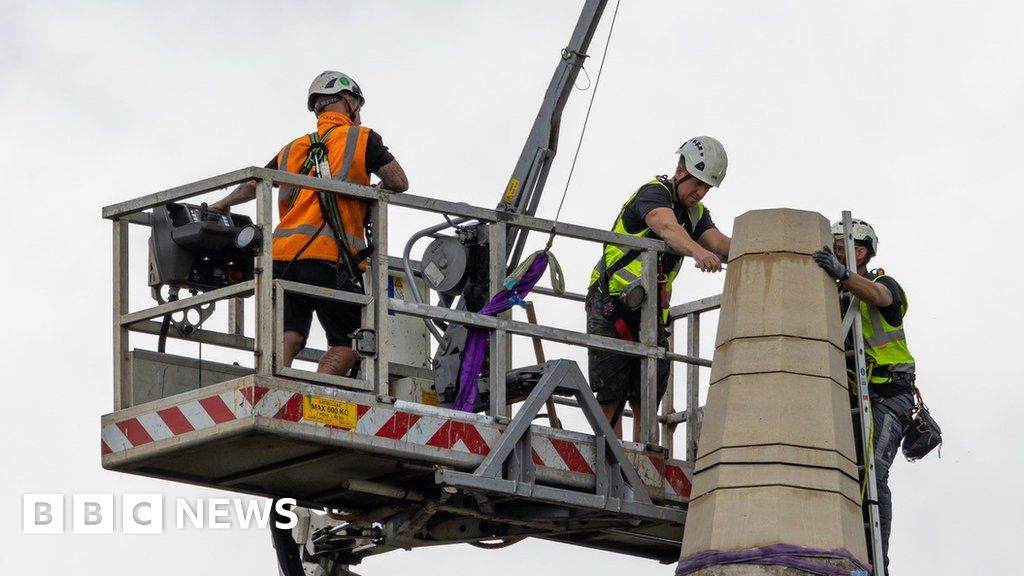 Wells church spire restored after Storm Eunice damage - BBC News
