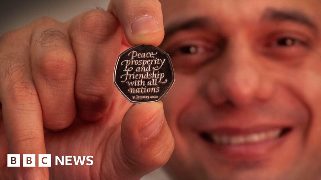 Brexit day 50p coin unveiled by Chancellor Sajid Javid - BBC News