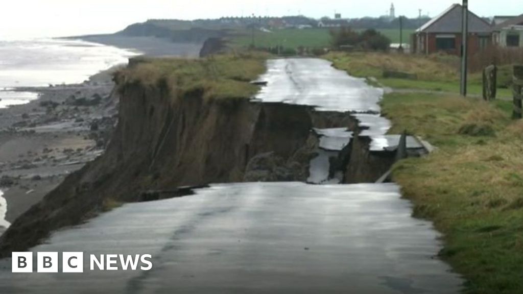 A road on the East Yorkshire coast has crumbled into the sea