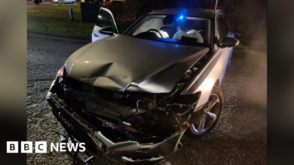 Caerphilly: Dangerous driver smashes into police car after chase