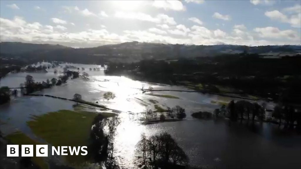 Storm Christoph: Drone footage shows River Derwent flooding - BBC News