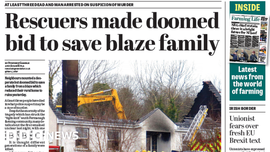 NI newspaper review: Derrylin's 'doomed' rescue attempts - BBC News