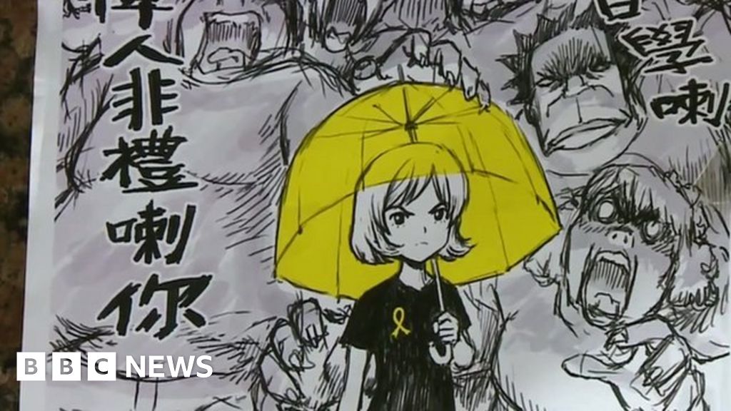 Hong Kong's protest art goes on display - BBC News