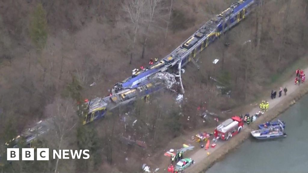 Germany train crash: Aerials show crash site devastation - BBC News