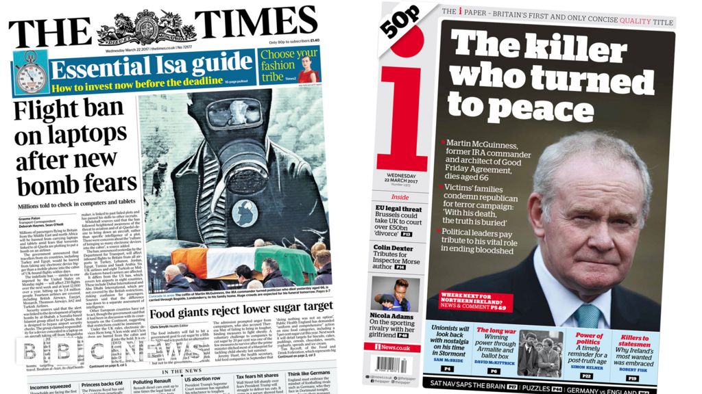 Newspaper headlines: Laptop bomb threat and 'the killer who turned to ...