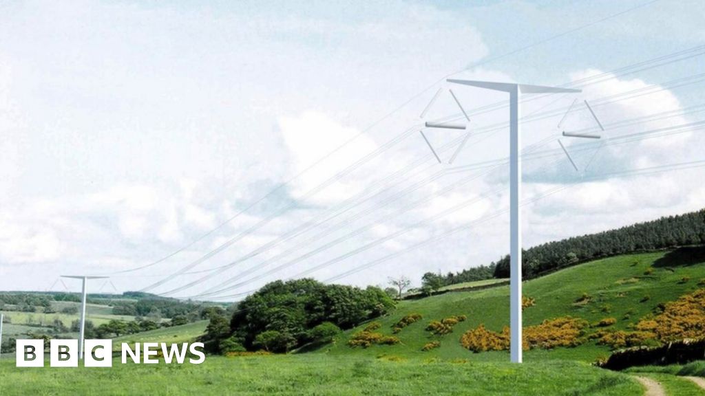 Somerset: National Grid energising 36 new T-pylons - BBC News