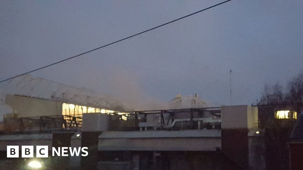 Fire starts at Manchester United Old Trafford ground - BBC News