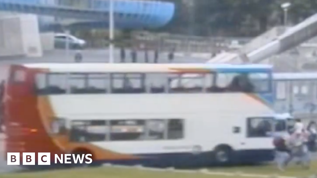 CCTV captures Coventry bus crash which killed two people - BBC News