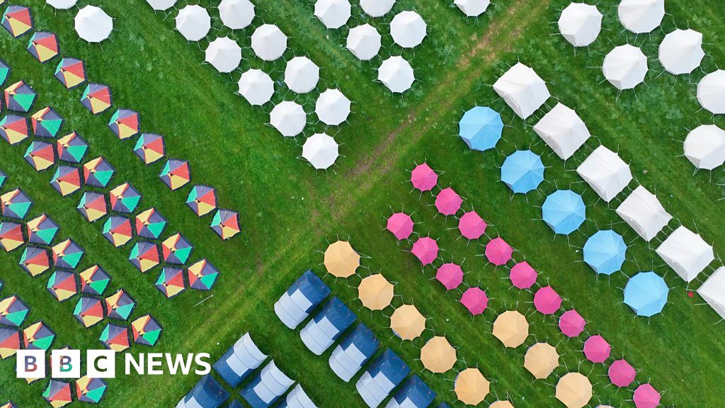 Drone footage shows Reading Festival preparations
