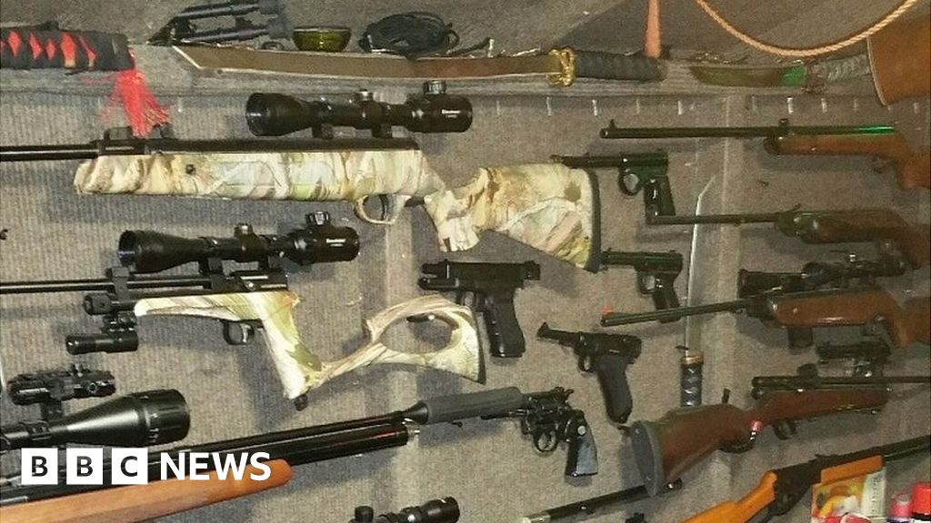 Guns, axes, crossbows and swords found in St Helens shed - BBC News