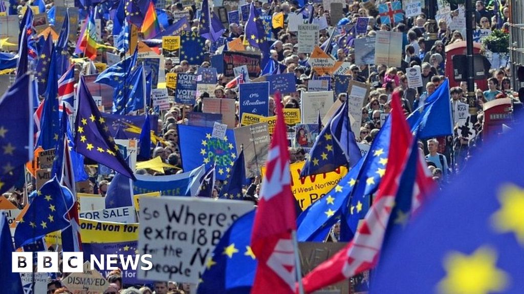 Thousands take to streets in anti-Brexit London march - BBC News