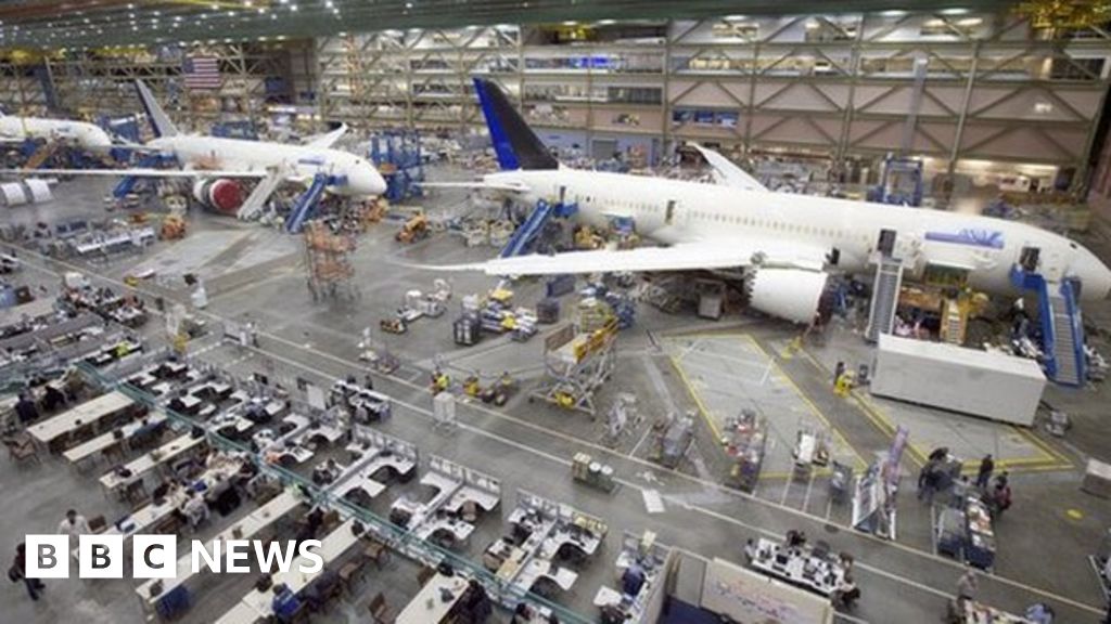 Boeing robots build jets in world's biggest building - BBC News
