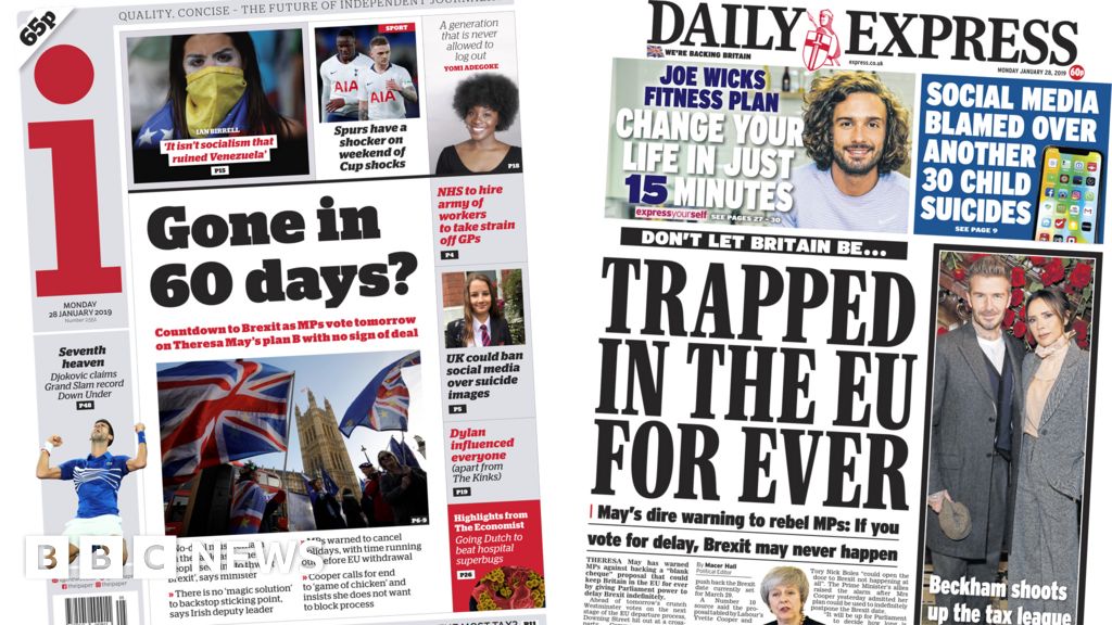 Newspaper headlines: Front pages focus on key Brexit vote - BBC News
