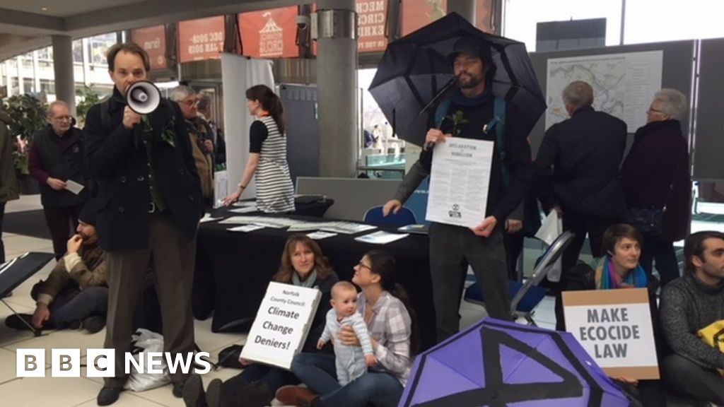 Extinction Rebellion protesters sit-in at Norwich bypass event