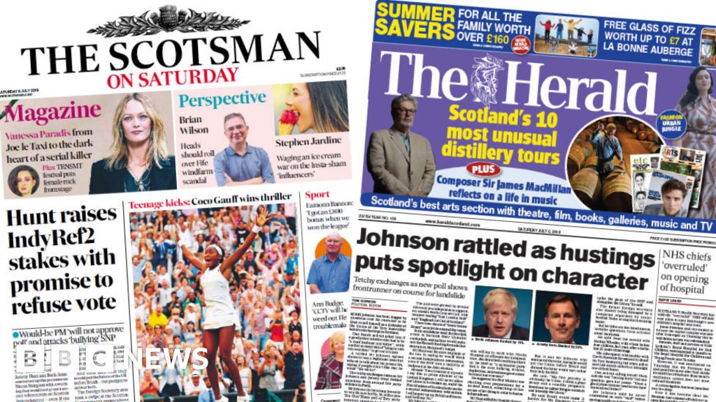 Scotland's newspapers: Hunt's indyref2 'snub' and Johnson 'rattled'