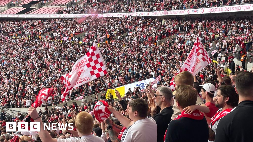 Crawley Town: Fans celebrate promotion to League One - images - BBC News
