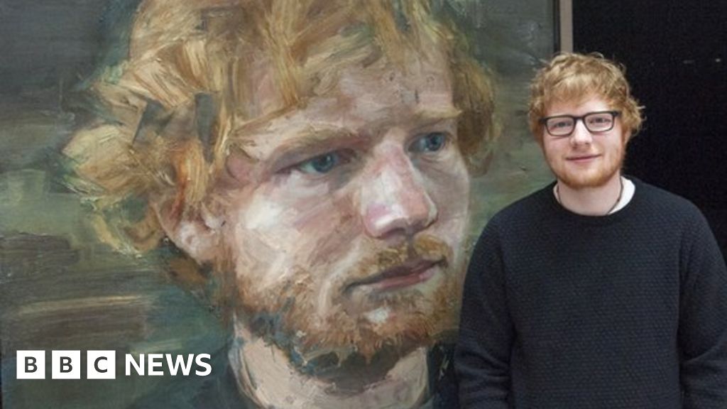 Ed Sheeran portrait by NI artist goes on display in London - BBC News