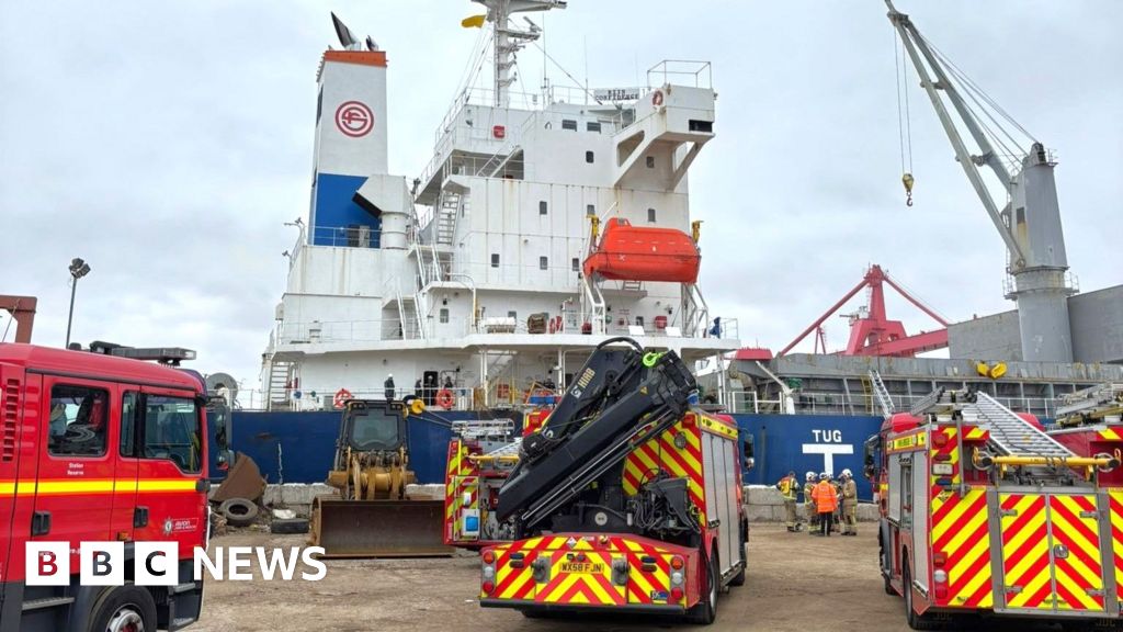 Crews still in attendance at scrap metal ship fire in Avonmouth - BBC News