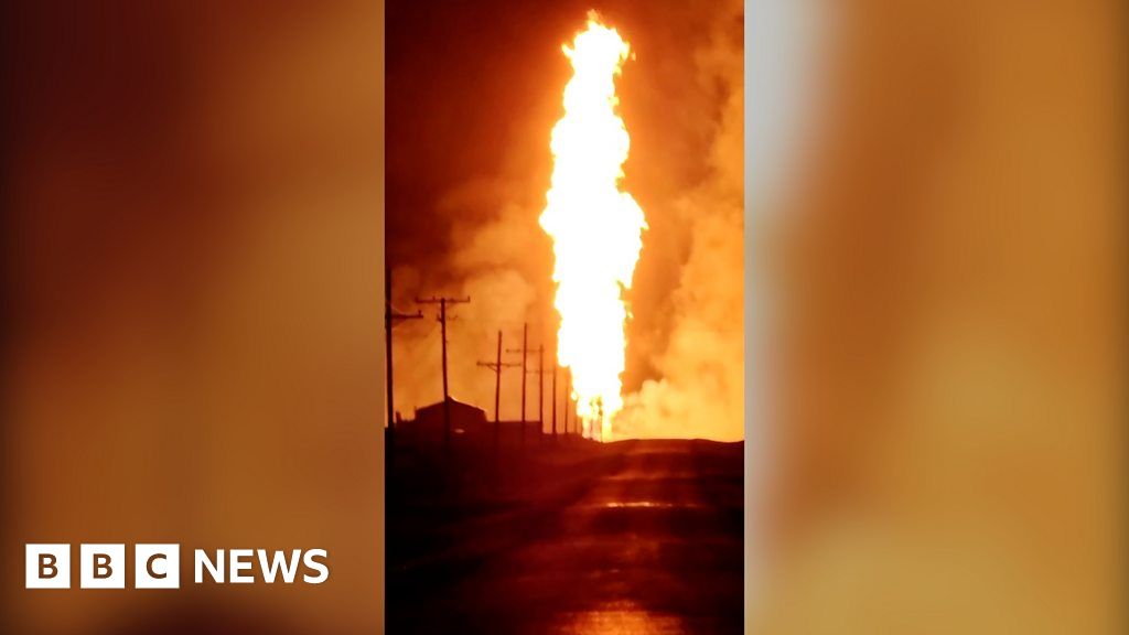 Towering flames after gas pipeline explodes in Oklahoma