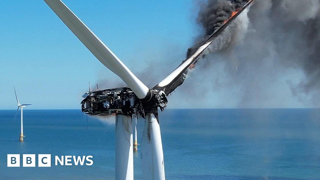 Scroby Sands wind turbine catches fire off Norfolk coast