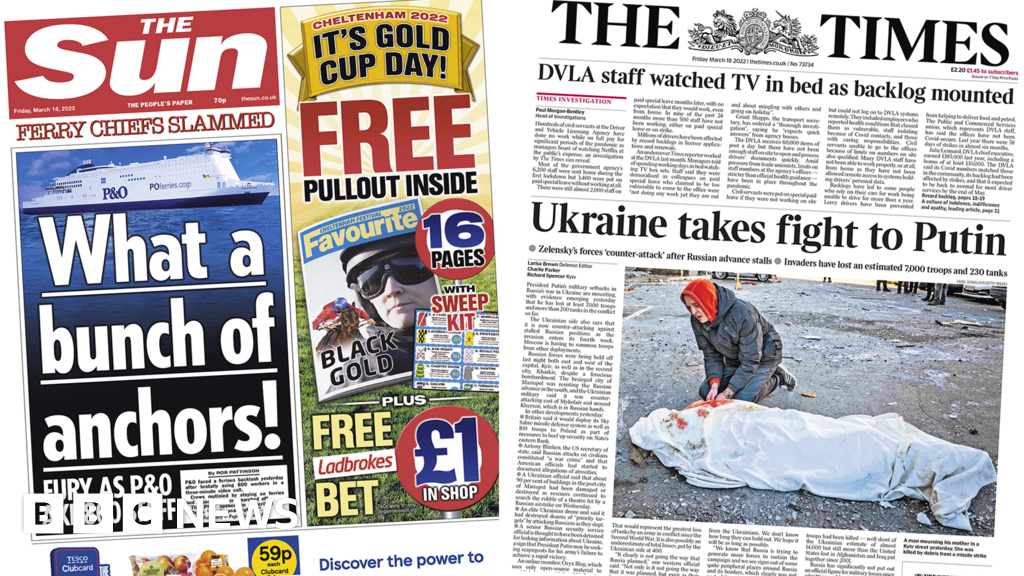 Newspaper headlines: P&O sacks crew and 'Putin's Kyiv assault in doubt ...