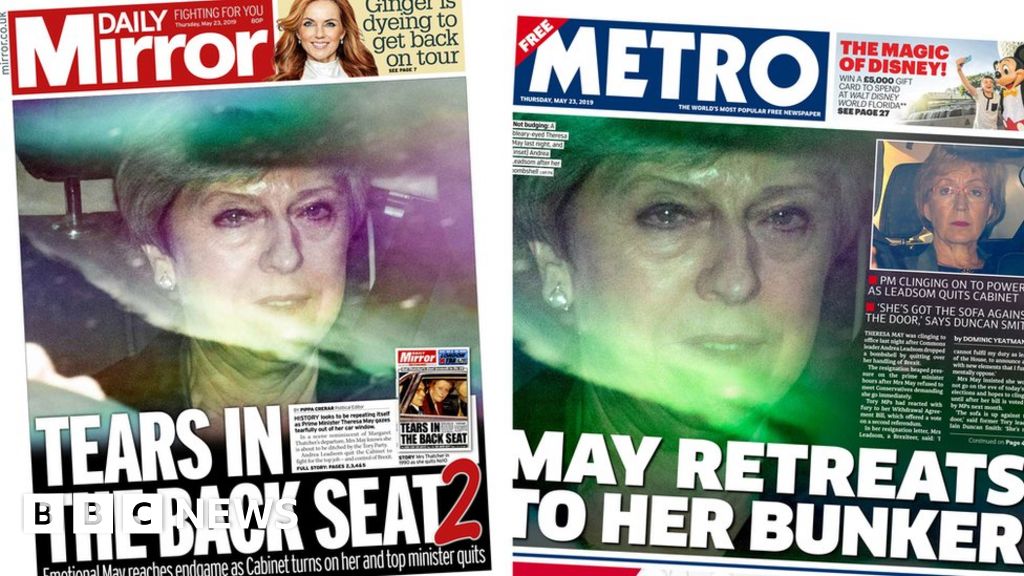 Newspaper headlines: May 'clings on' after 'cabinet coup' - BBC News