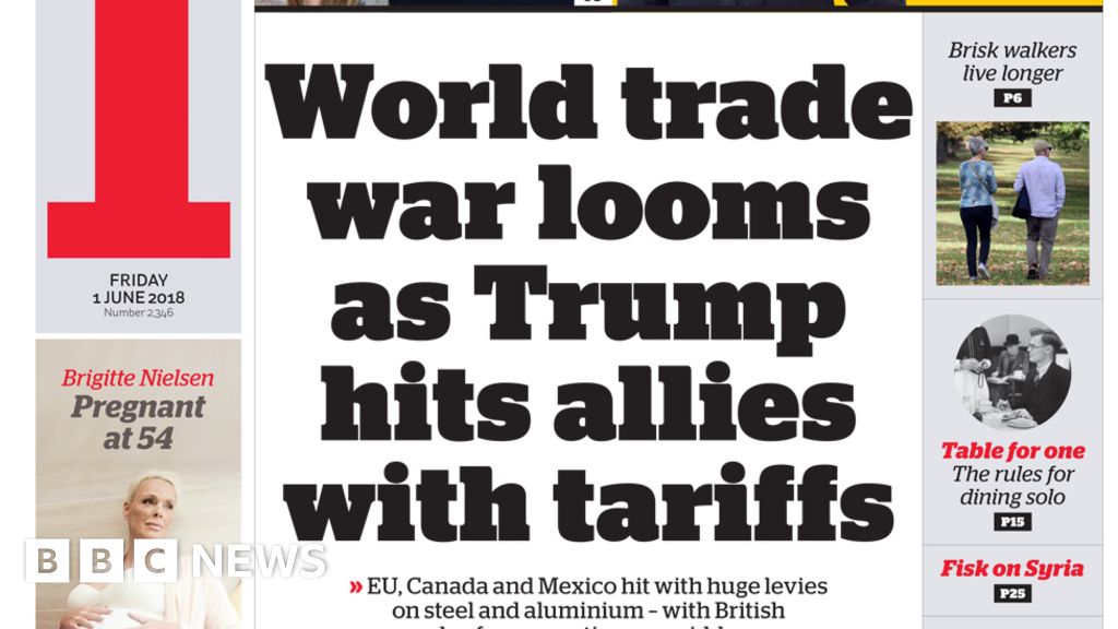 Newspaper headlines: World trade 'war' and Poldark returns - BBC News