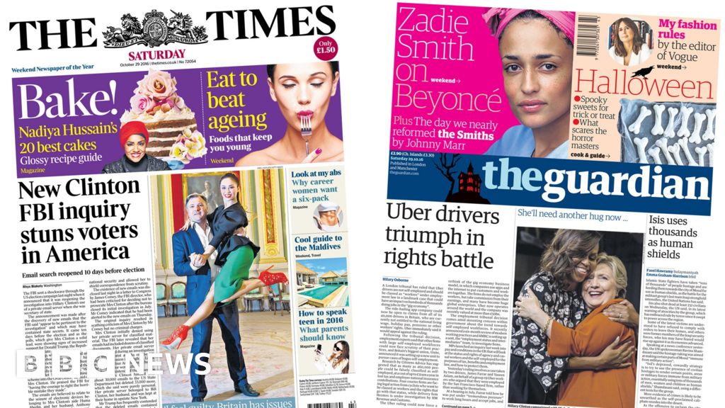 Newspaper review: Hillary Clinton's emails and Uber ruling - BBC News