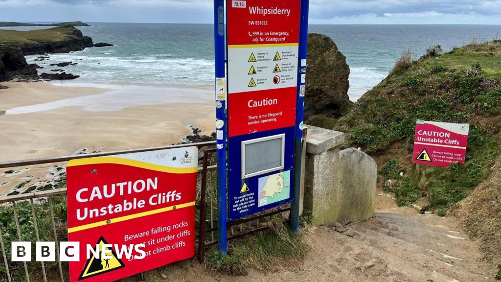 Whipsiderry beach near Newquay to have gate after cliff falls