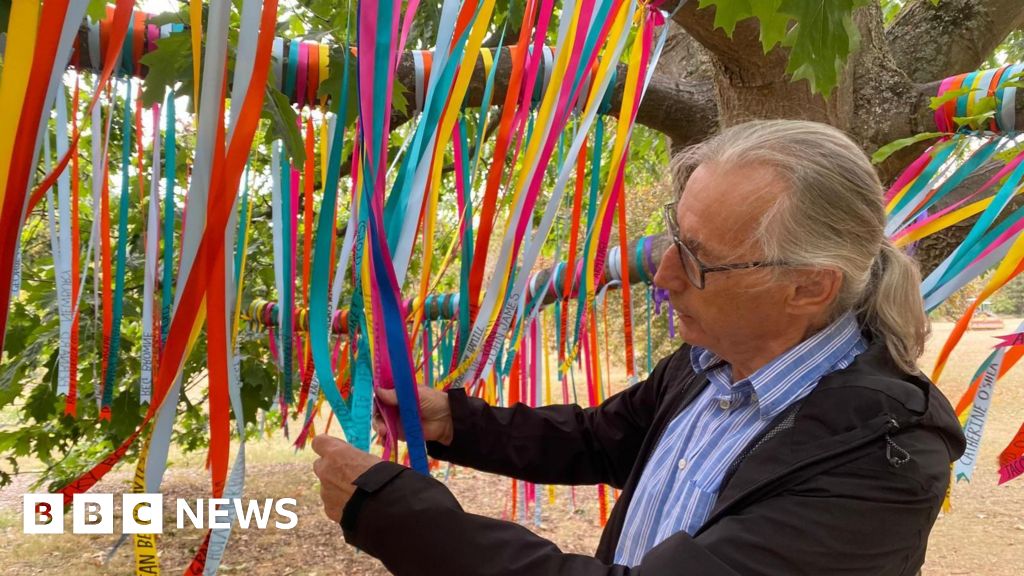 Hospice tree in Oxford adorned with hundreds of memory ribbons