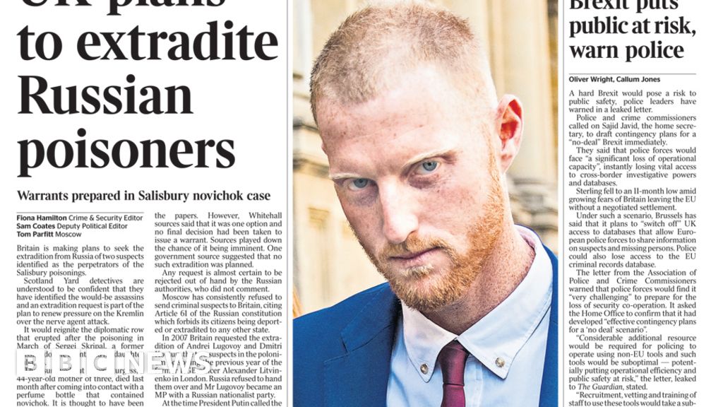Newspaper headlines: Salisbury 'extradition move' - BBC News