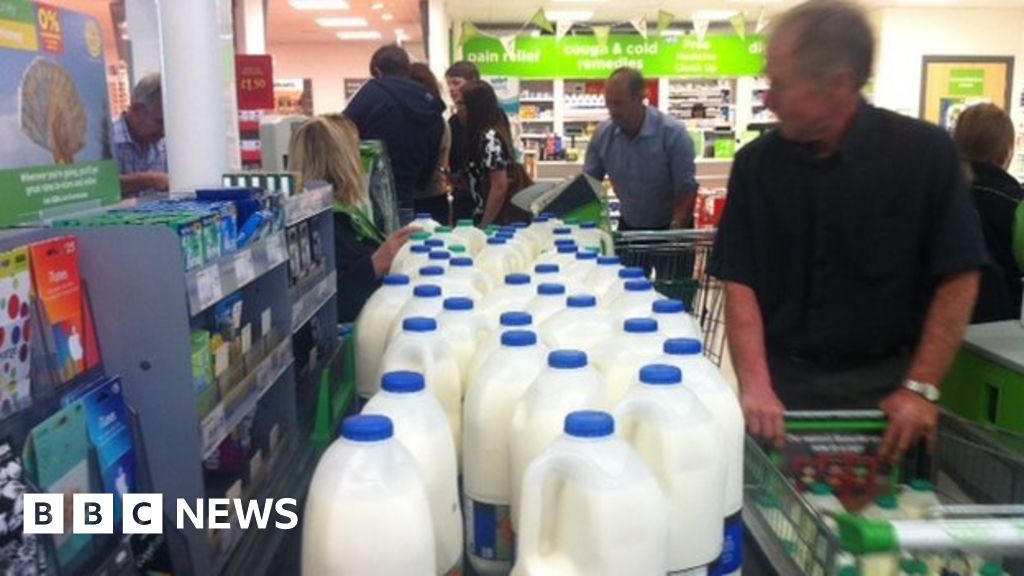 Farmers protest at Asda in Telford over price they get for milk - BBC News