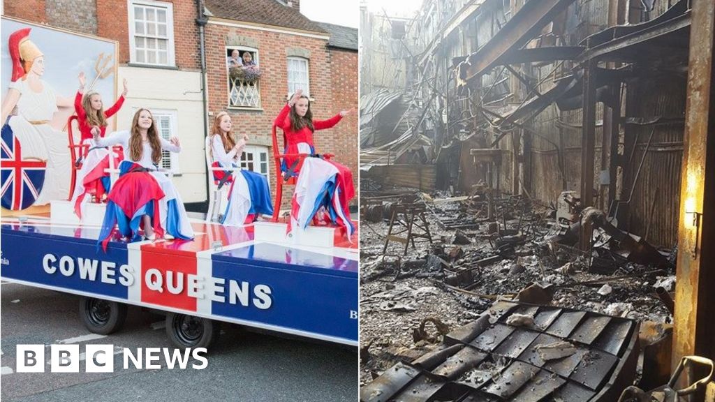 Cowes carnival goes on after fire destroyed floats - BBC News