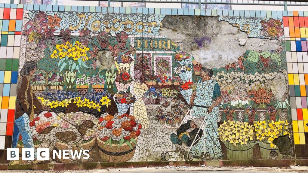 Newport: Chartist mural creator's florist mosaic falls into ruin - BBC News