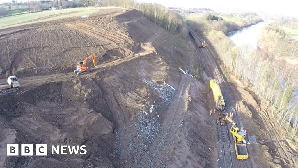 Corbridge landslide: Rail services to resume after track damage - BBC News