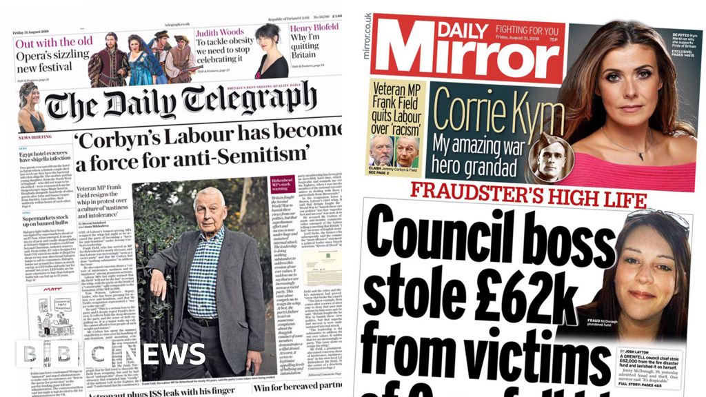 Newspaper headlines: Field quits 'nasty' Labour and Grenfell fraud