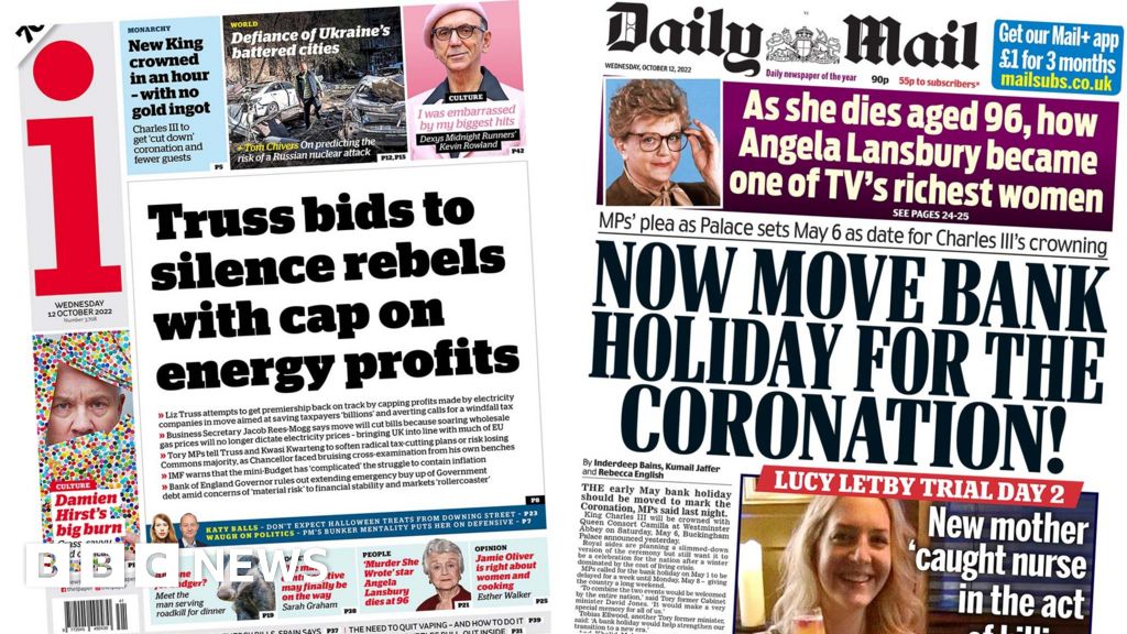 Newspaper headlines: 'Cap on energy profits' and 'move bank holiday'