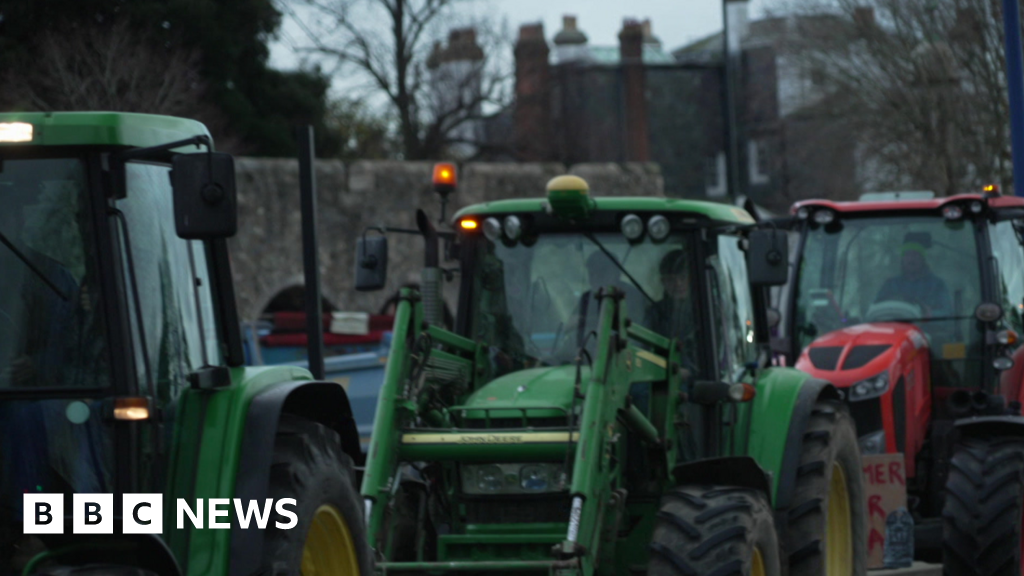 Farmers join a national 'go-slow' protest in Southampton