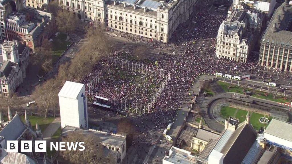Brexit: Leave supporters rally outside Parliament - BBC News