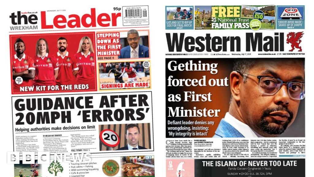 Wales' papers: 20mph 'errors' guidance and Gething 'forced out'