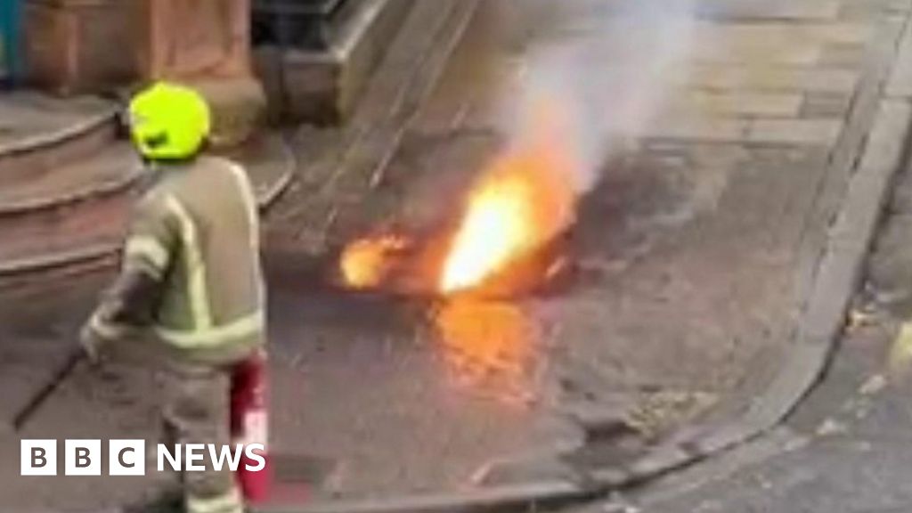 Flames shoot out of manhole in Birmingham city centre