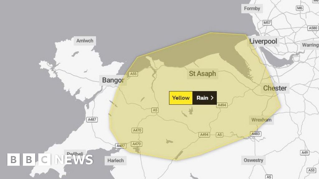 Yellow weather warning for rain in place for north Wales - BBC News