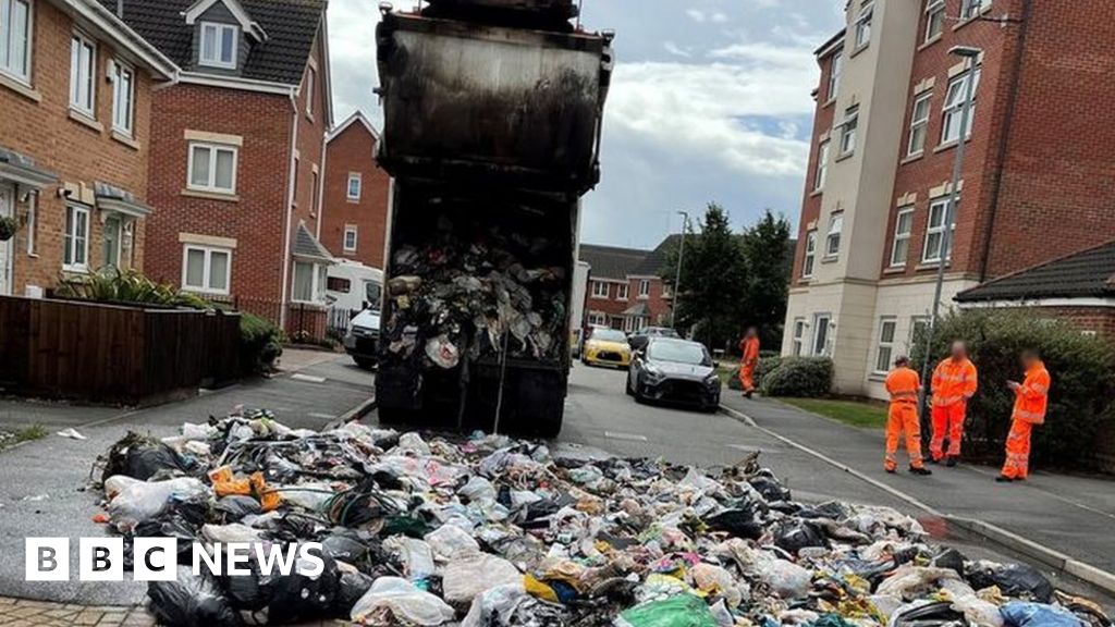 Warning after bin lorry fire caused by discarded car battery - BBC News
