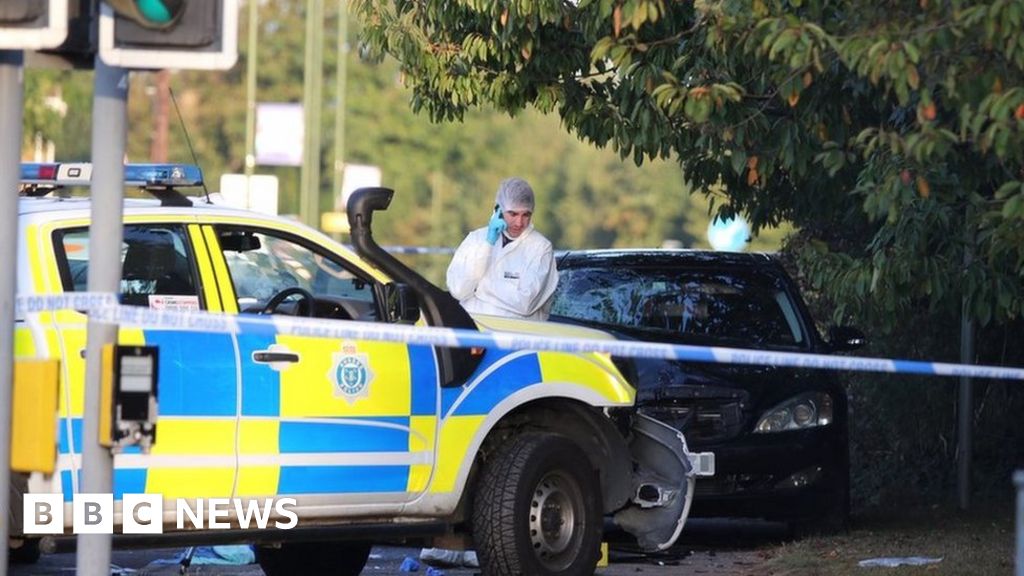 Littlehampton crash: Man held after two police officers hit by stolen car